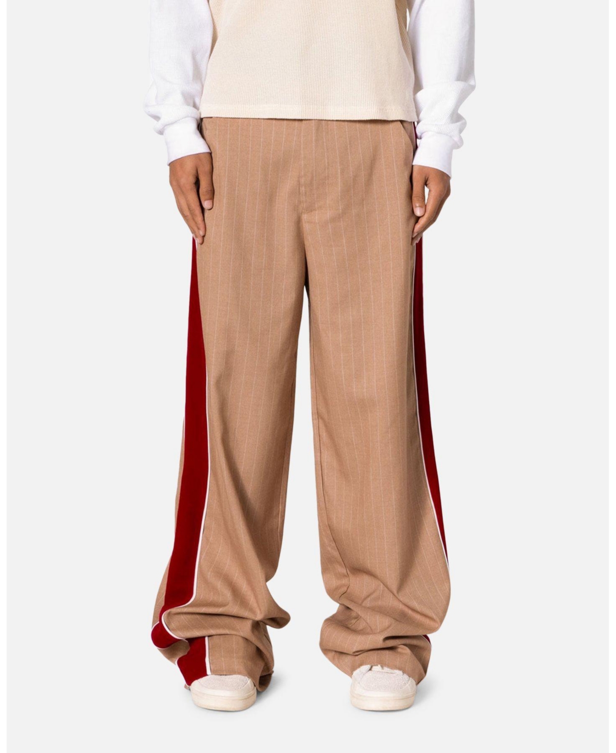 Click here for mnml Mens Pinstripe Velvet Trim Pants - Khaki prices