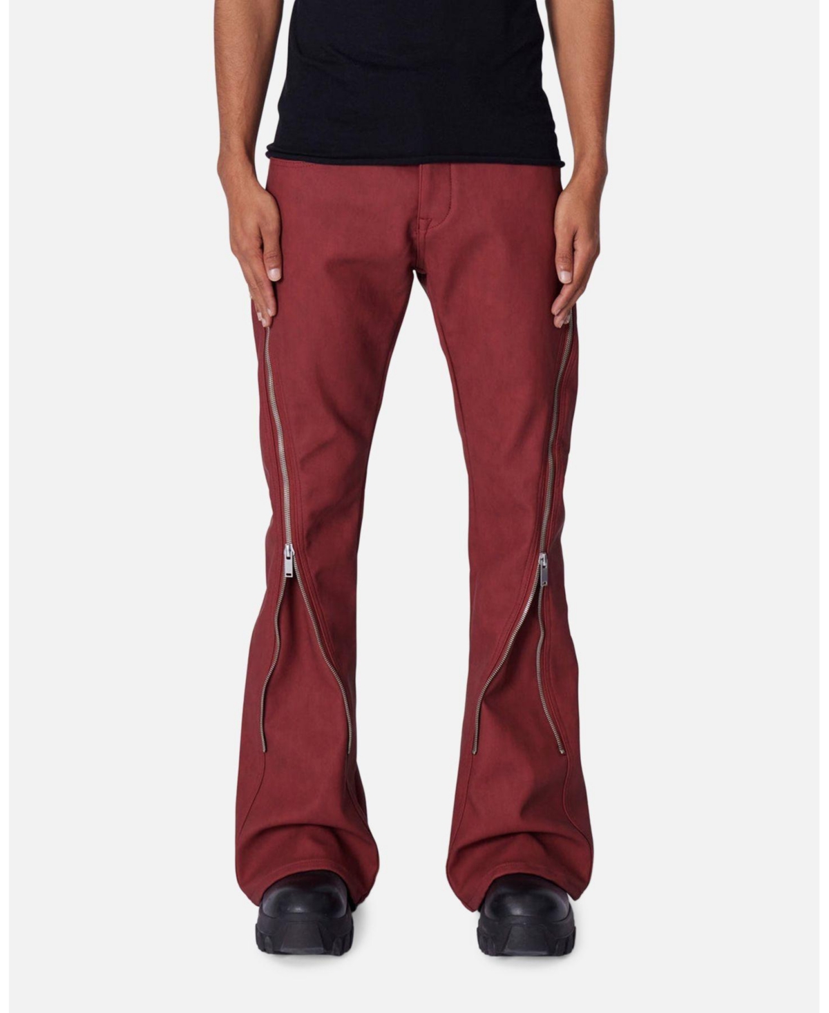 Click here for mnml Mens D519 Leather Zipper Flare Pant. - Red prices
