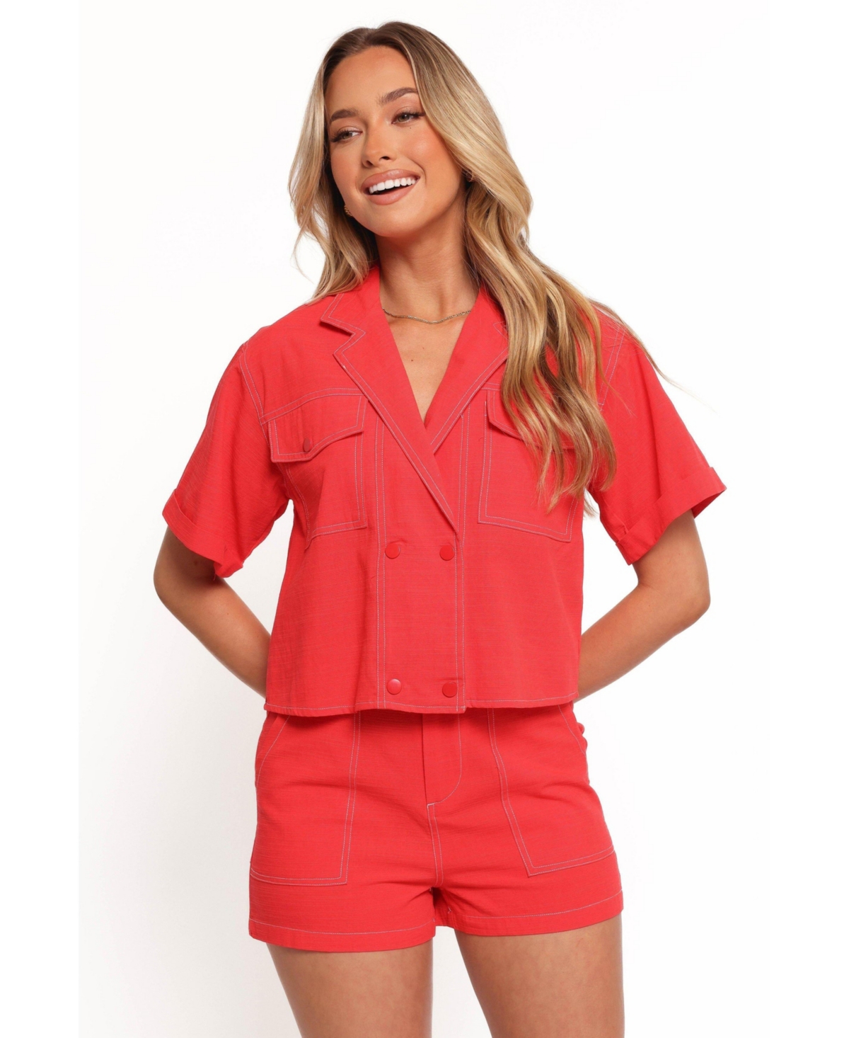 Click here for Petal and Pup Womens Flo Shorts - Red prices