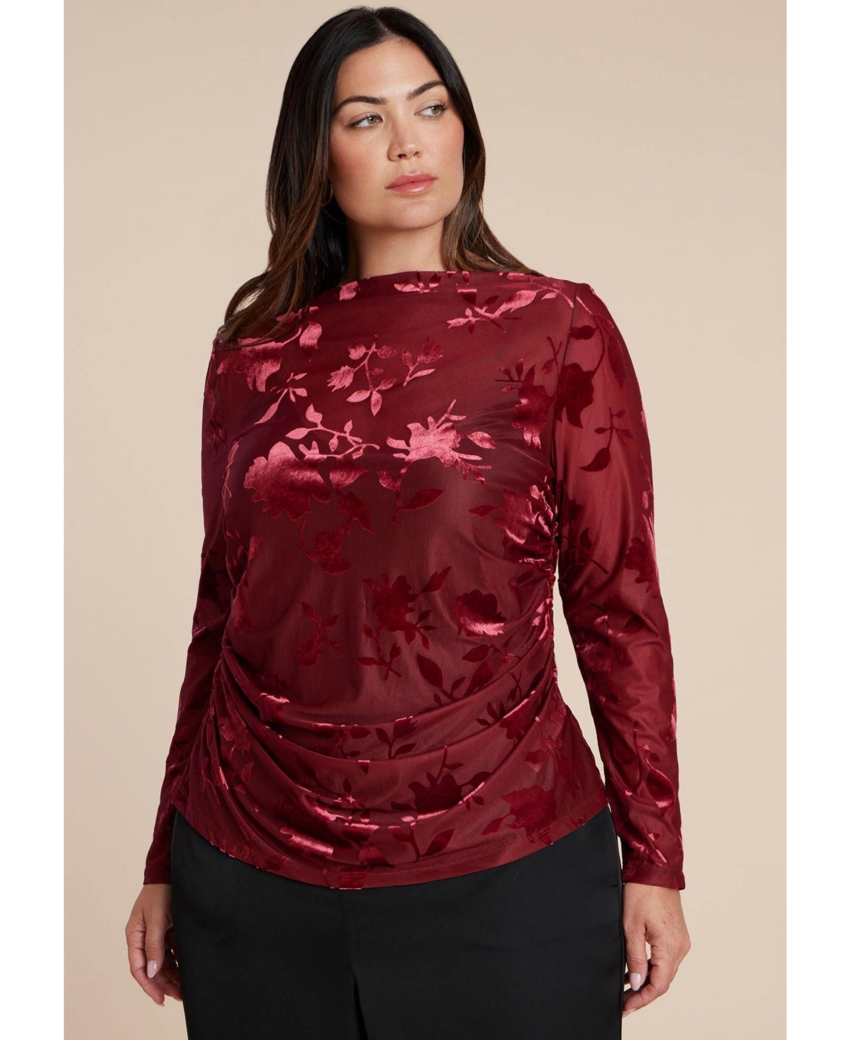 Click here for Eloquii Womens Floral Jacquard Top - Port royale prices