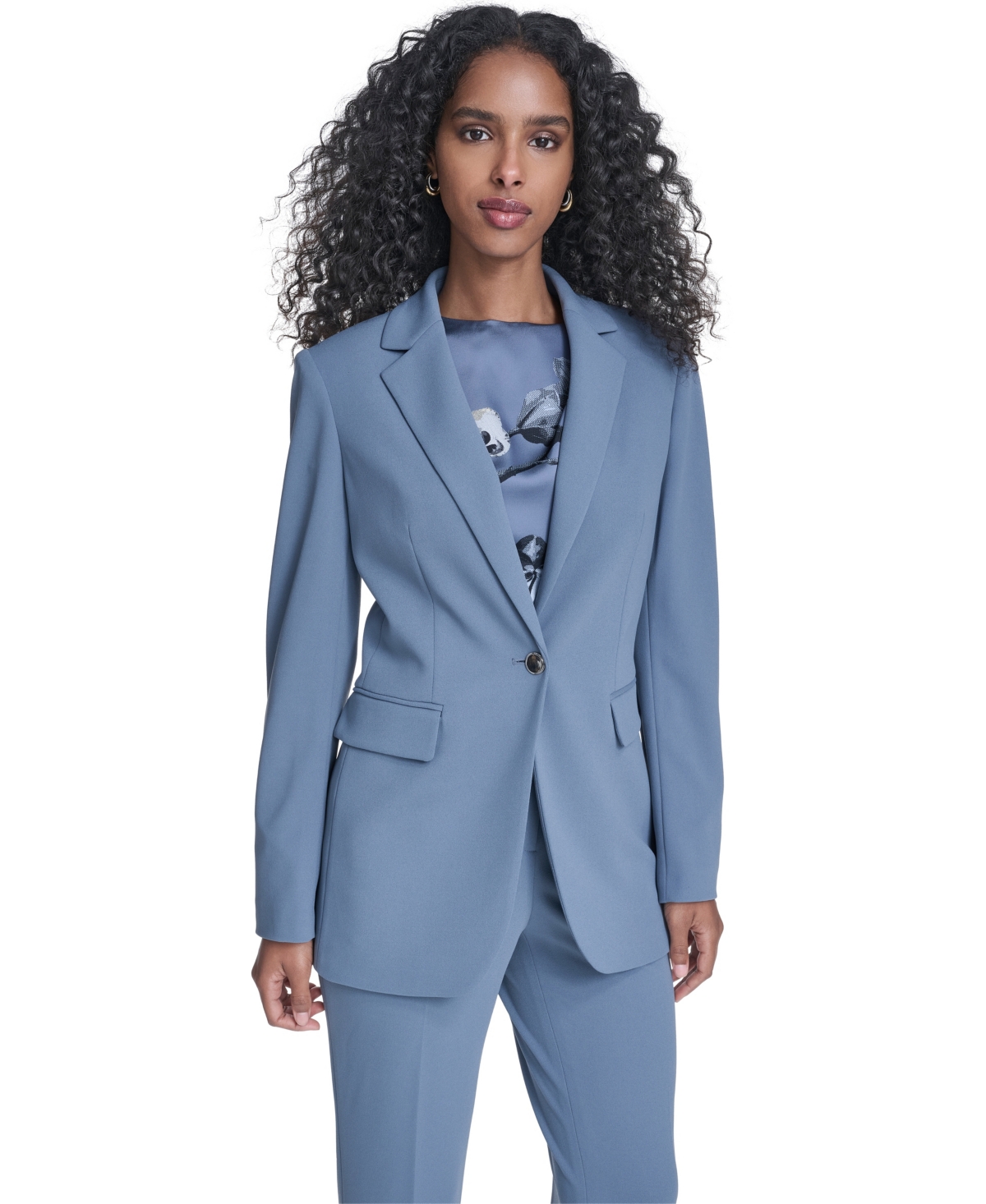 Click here for Calvin Klein Womens Scuba Crepe One-Button Jacket... prices