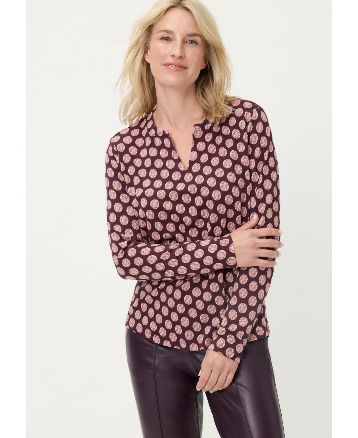 Click here for Olsen Womens Graphic T-Shirt - Dark wine prices