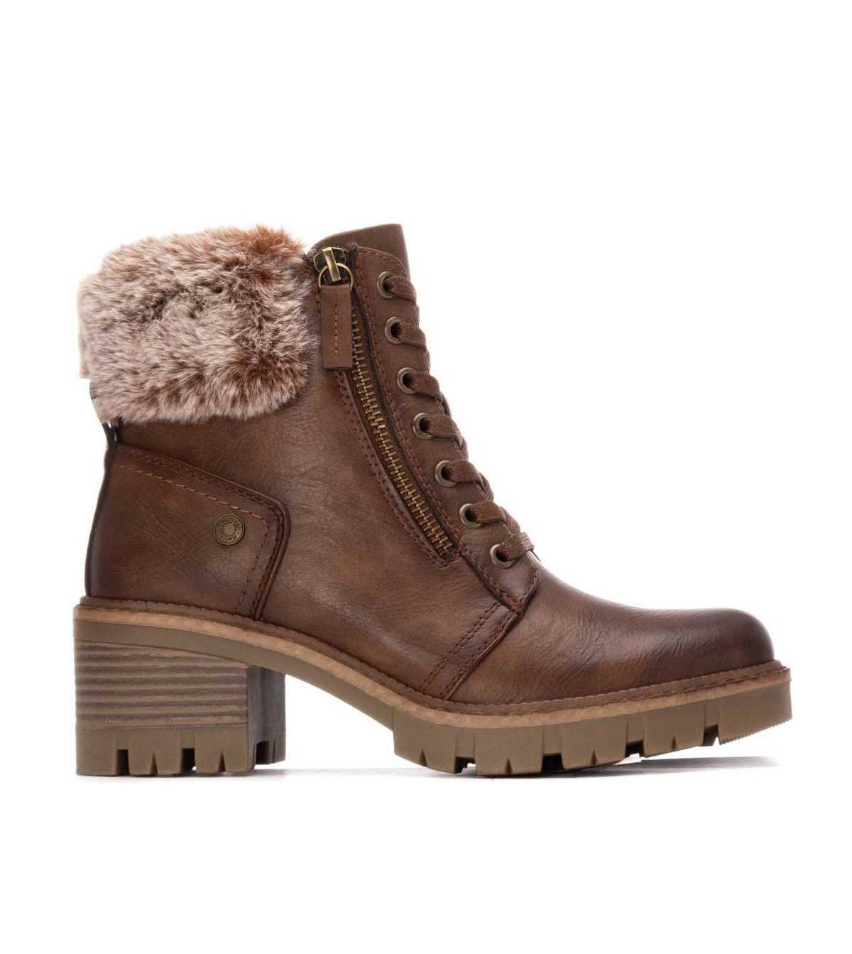 Click here for Xti Womens Block Heel Combat Booties Refresh Colle... prices