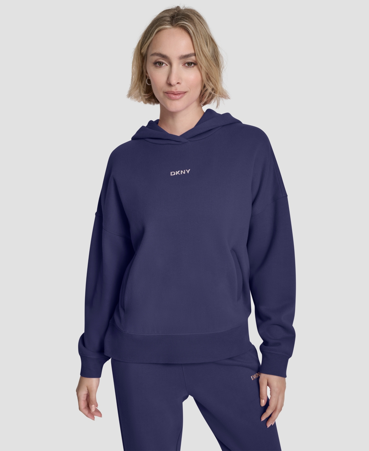 Click here for Dkny Womens Metallic Bubble Logo Drop Shoulder Pul... prices