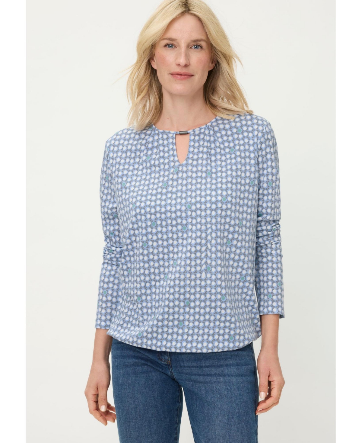 Click here for Olsen Womens Dot Print T-Shirt - Polar blue prices