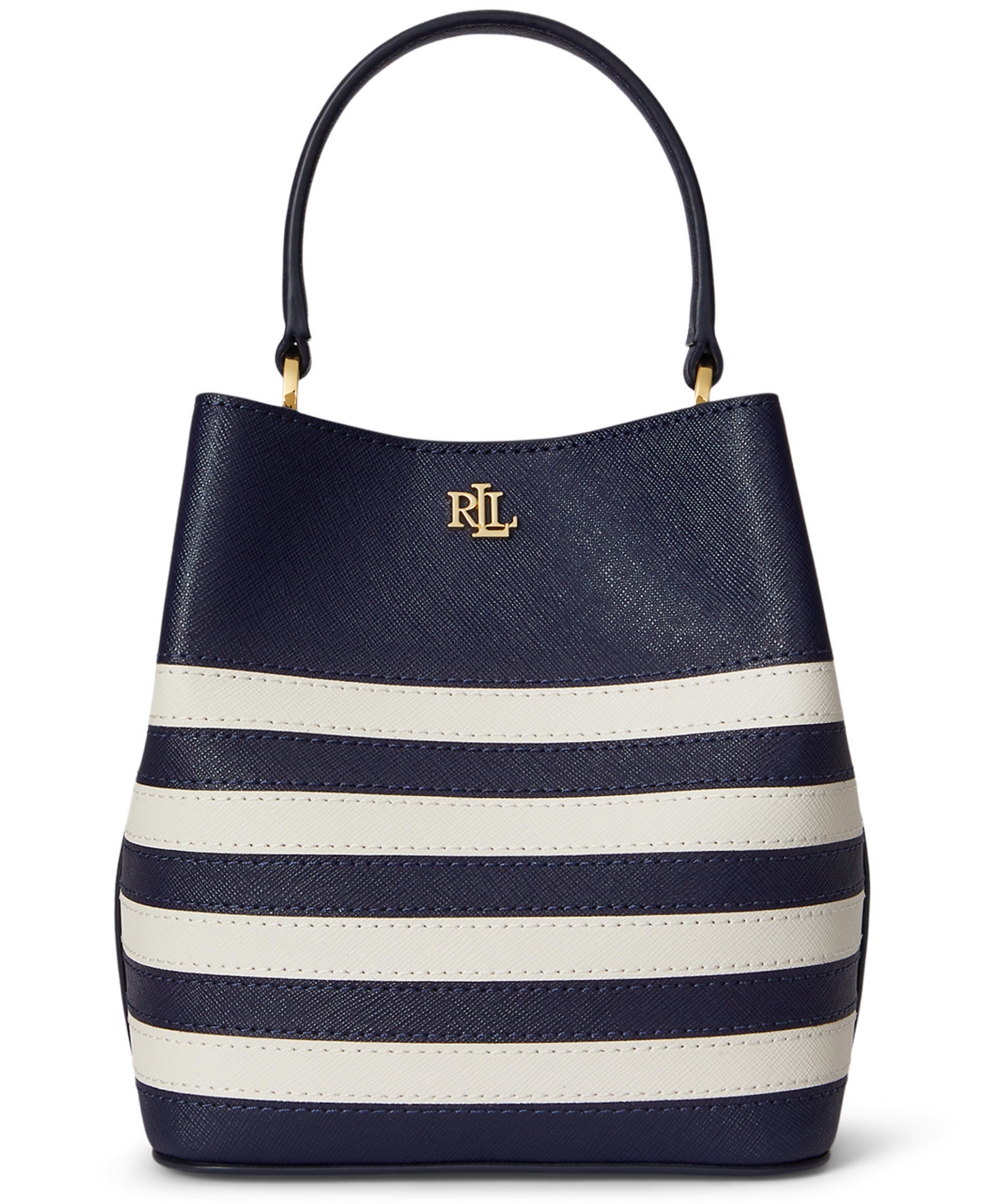 Click here for Lauren Ralph Lauren Reese Mini Two-Tone Leather Bu... prices