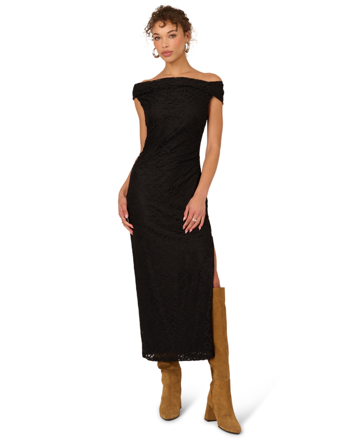 Click here for Adrianna Womens Off-The-Shoulder Midi Dress - Oxfo... prices