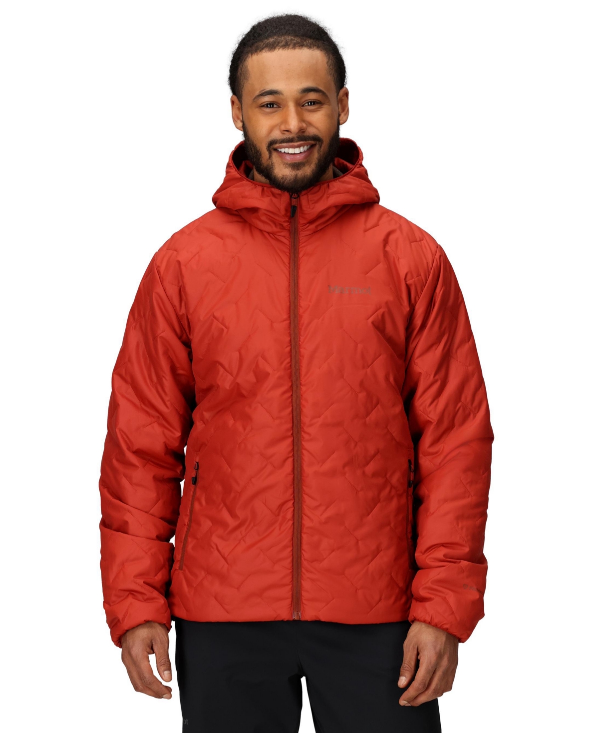 Click here for Marmot Mens MonoQuilt Hooded Jacket - Sumac prices