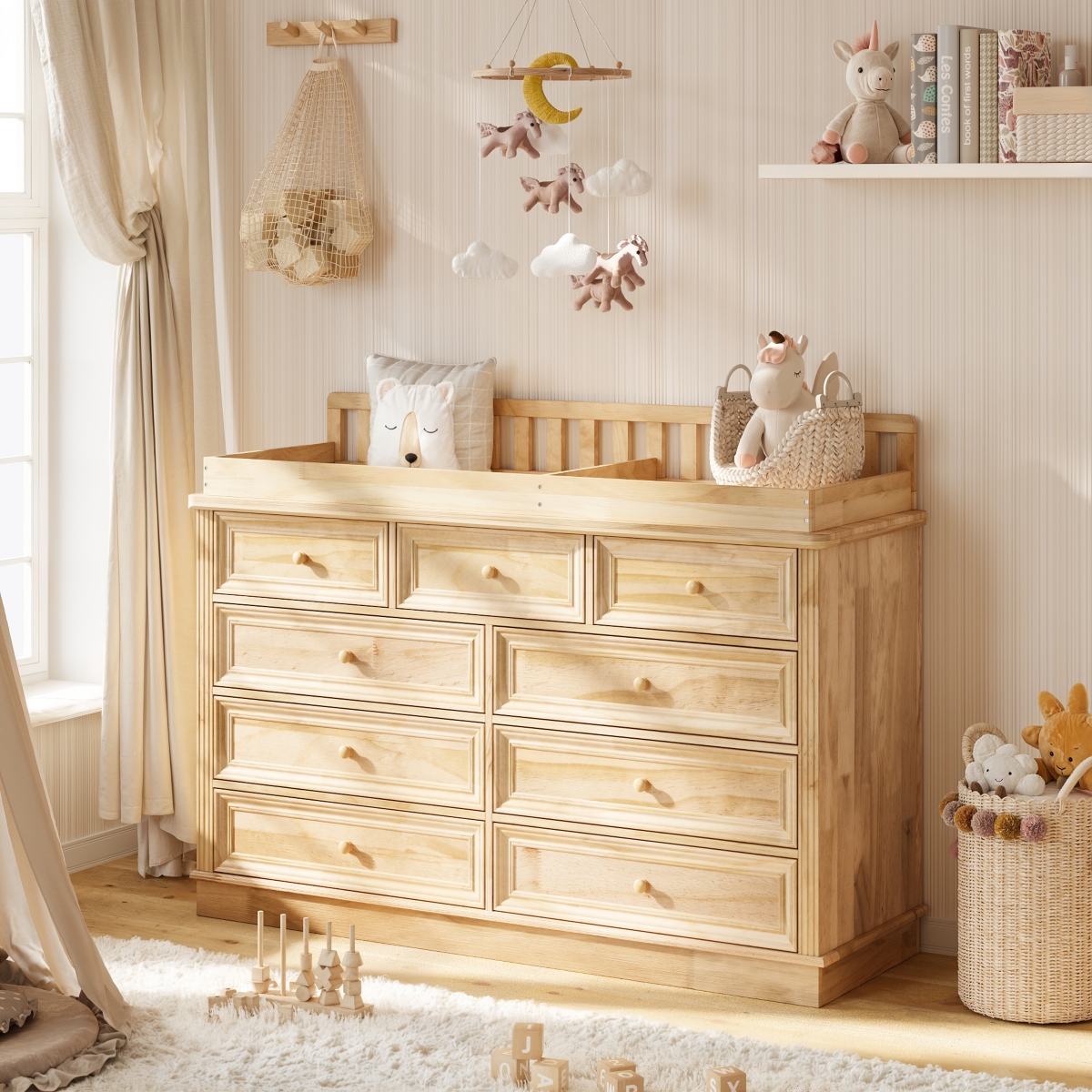 Click here for Homsee Solid Wood Changing Table with 9 Drawers an... prices