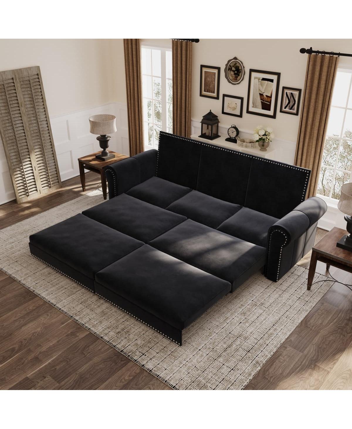 Click here for Maison Boucle 93.7 Velvet King Pull Out Sofa Bed... prices