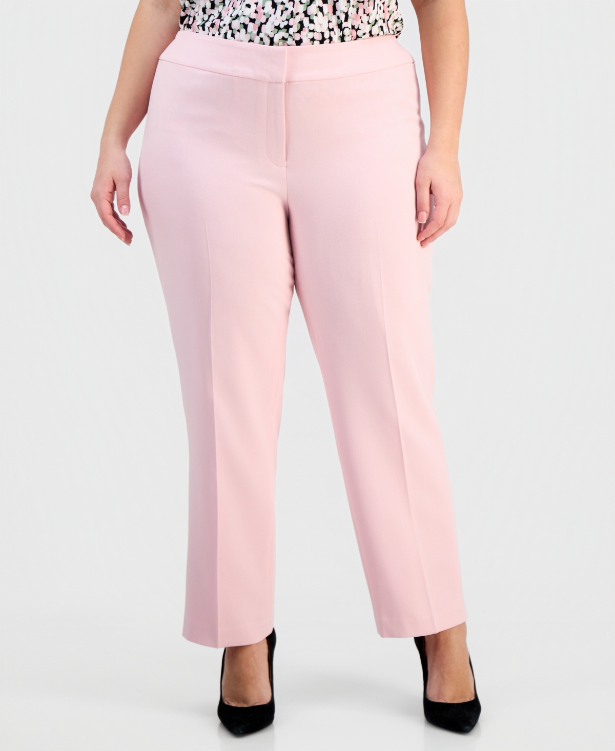 Click here for Kasper Plus Size High-Rise Stretch Crepe Pants - T... prices