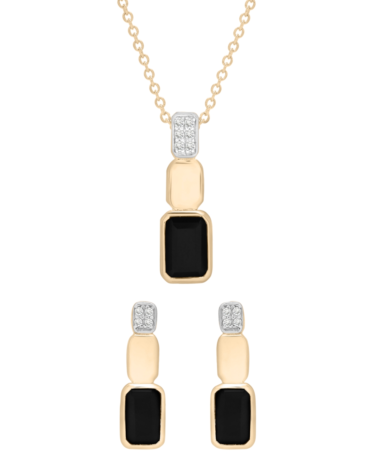 Click here for Macys 2-Pc. Onyx (1-1/8 ct. t.w.) & Diamond (1/20... prices