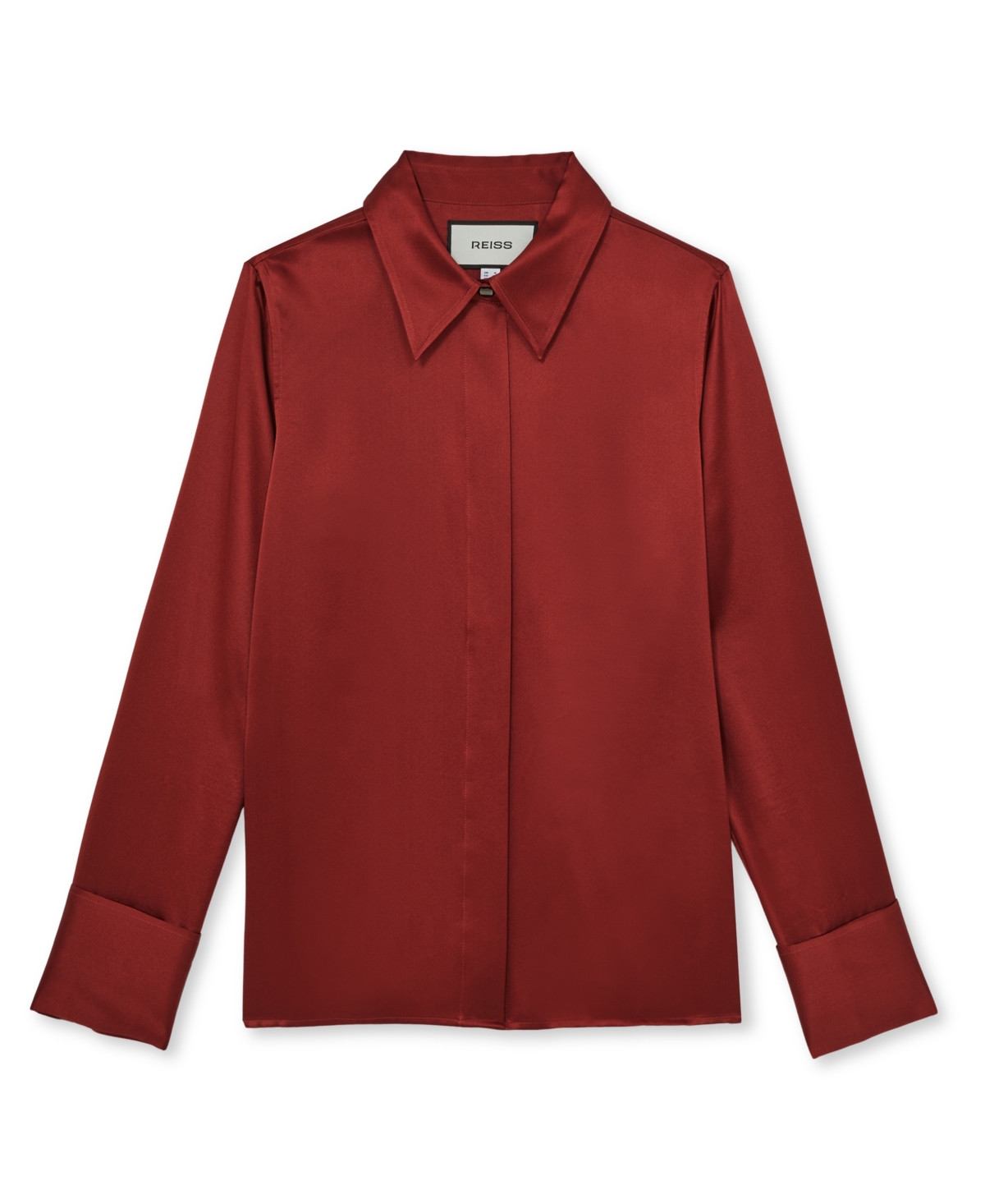 Click here for Reiss Womens Silk-Satin Concealed-Placket Shirt -... prices