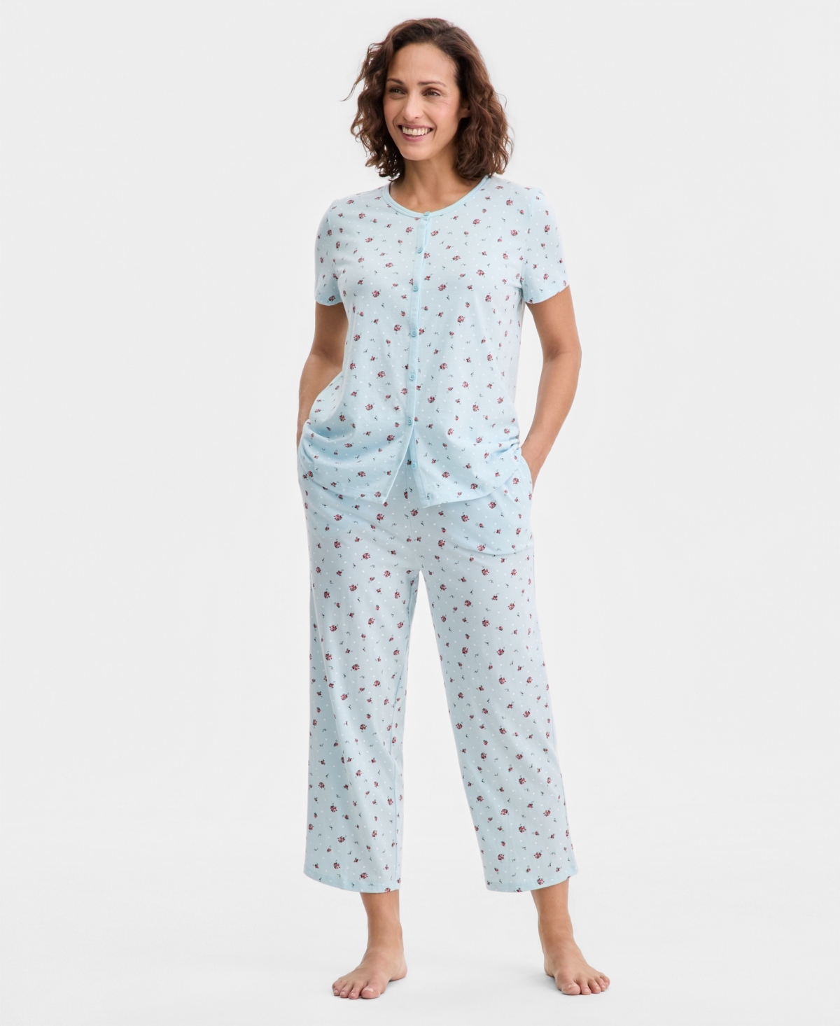 Click here for Charter Club Womens 2-Pc. Cotton Printed Cropped P... prices