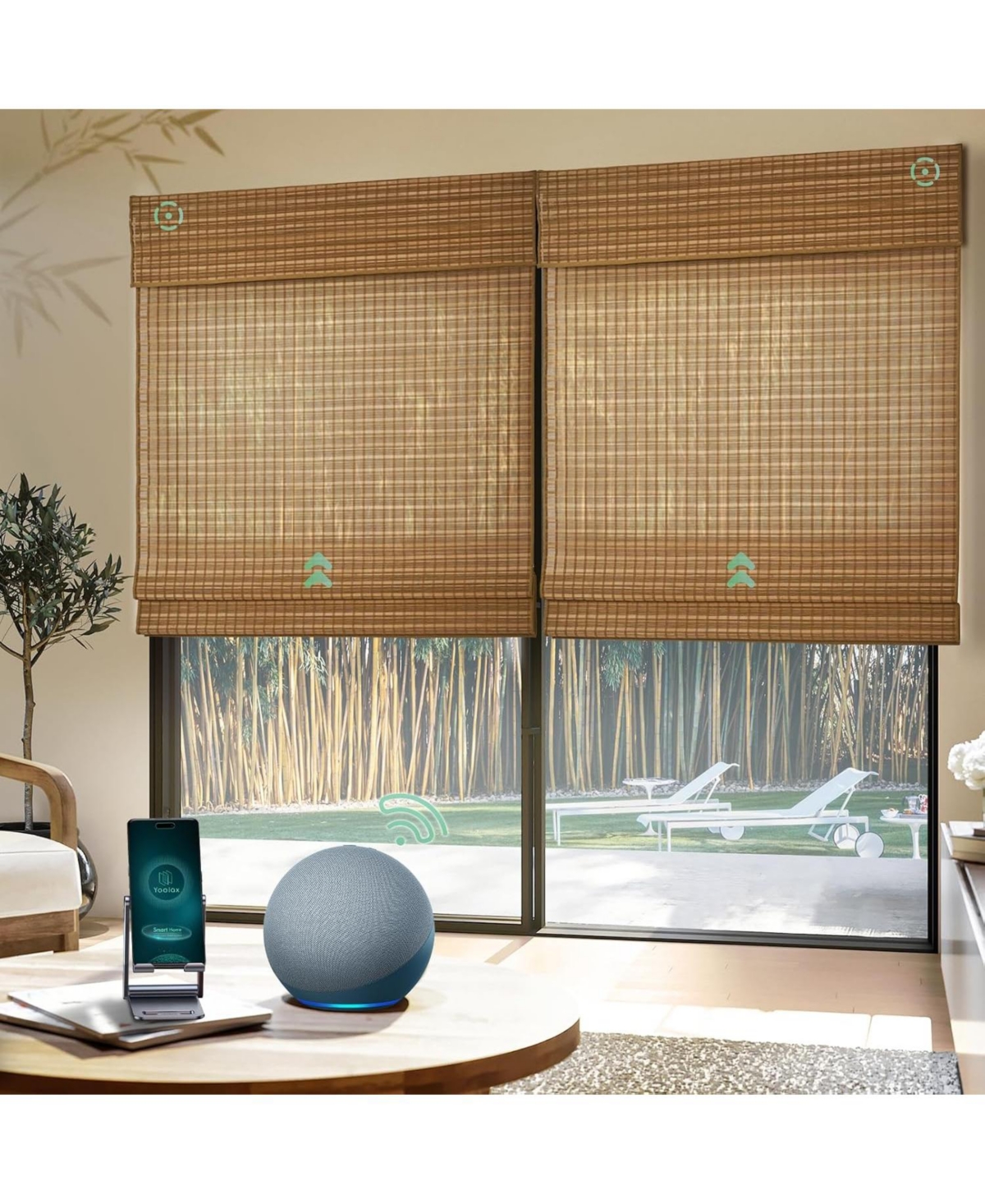 Click here for Ama Pear Motorized Smart Bamboo Roman Blinds  ... prices