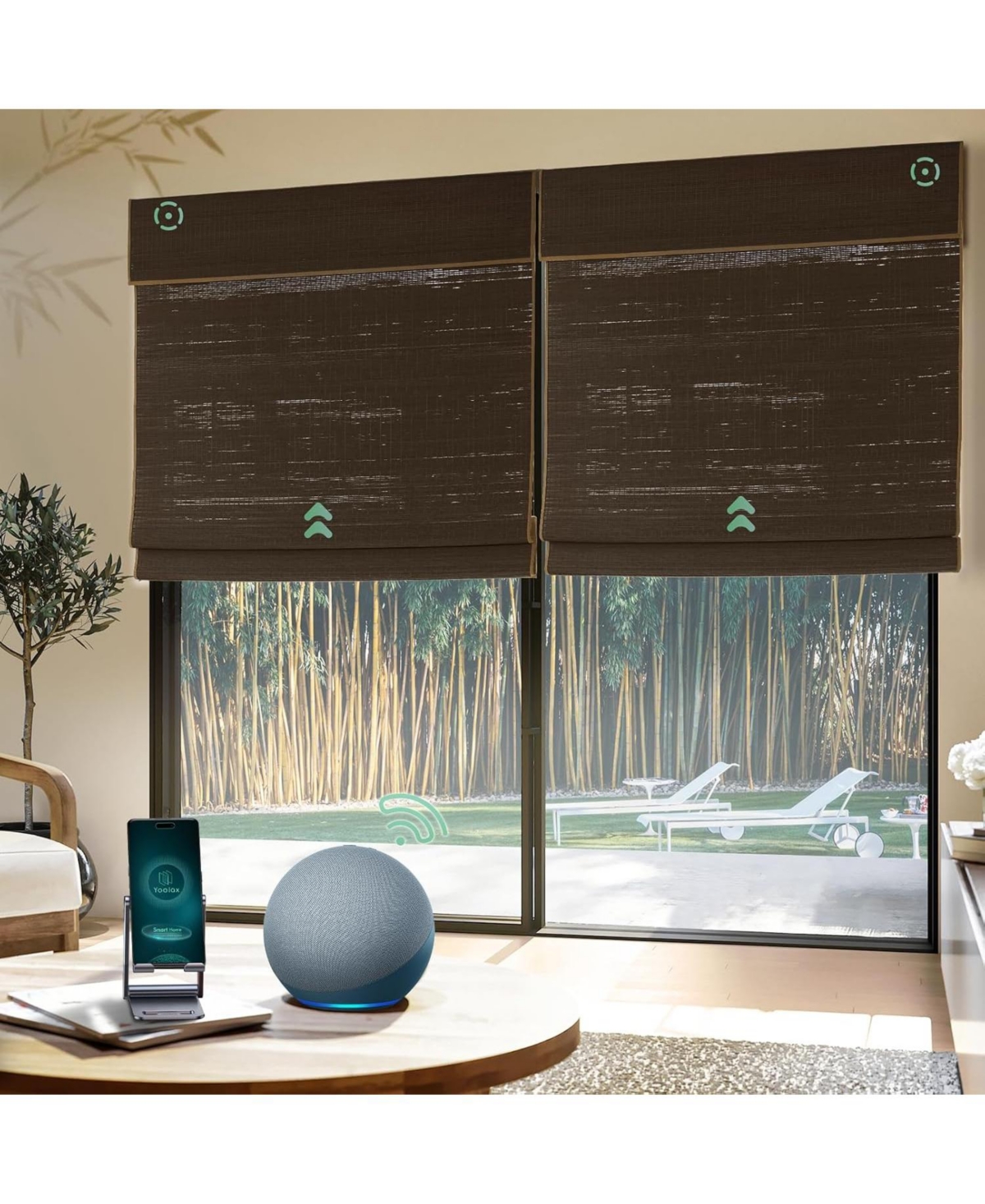 Click here for Ama Pear Motorized Smart Bamboo Roman Blinds  ... prices