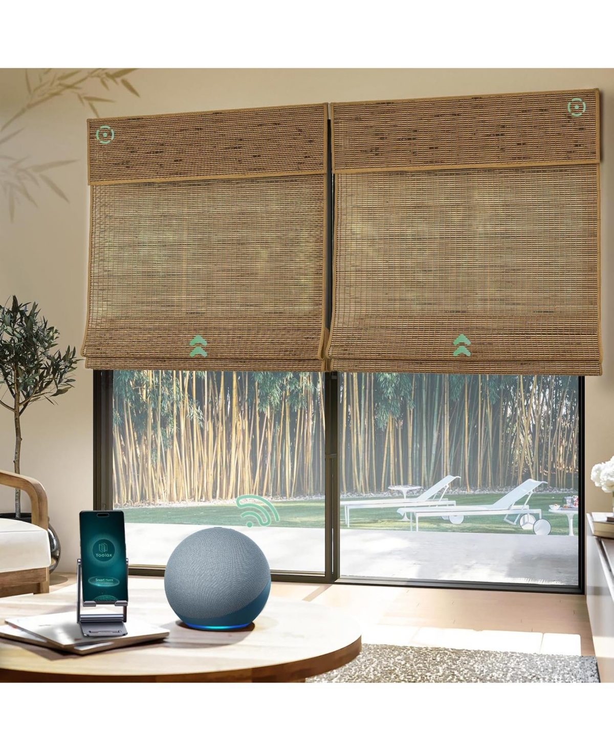 Click here for Ama Pear Motorized Smart Bamboo Roman Blinds  ... prices