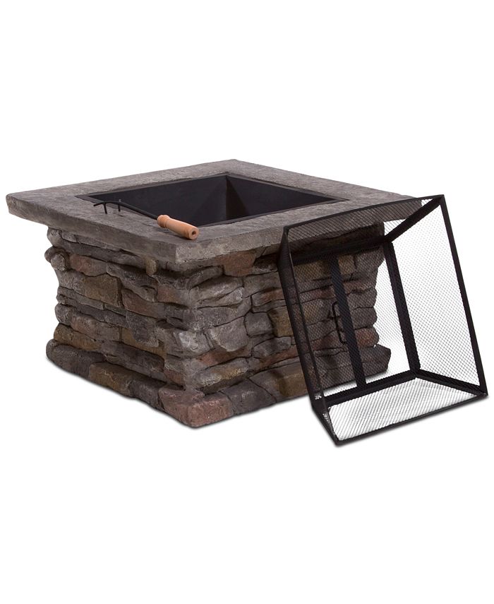 Noble House Ashten 3-Pc. Square Wood Fire Pit Set, Quick Ship - Macy's