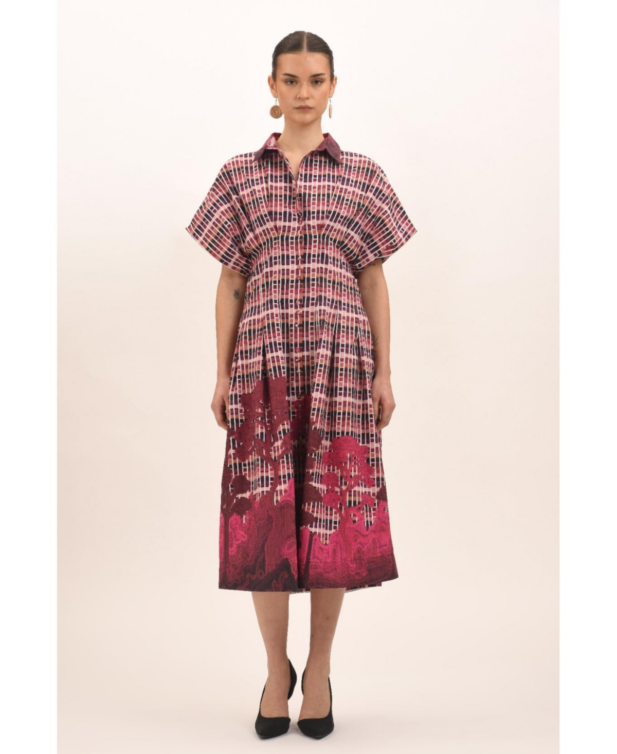 Click here for Celina Moon Womens Tartan Midi Dress - Maroon  pin... prices