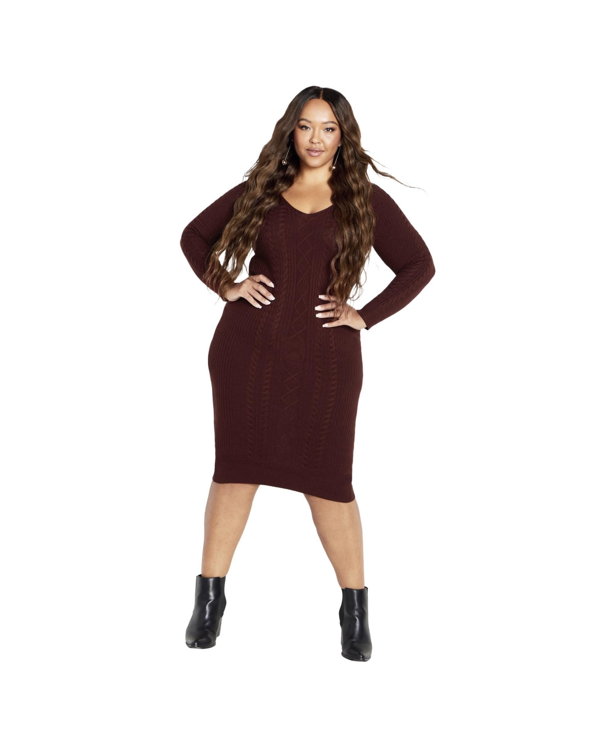 Click here for Avenue Womens Riley Sweater Dress - Cabernet prices