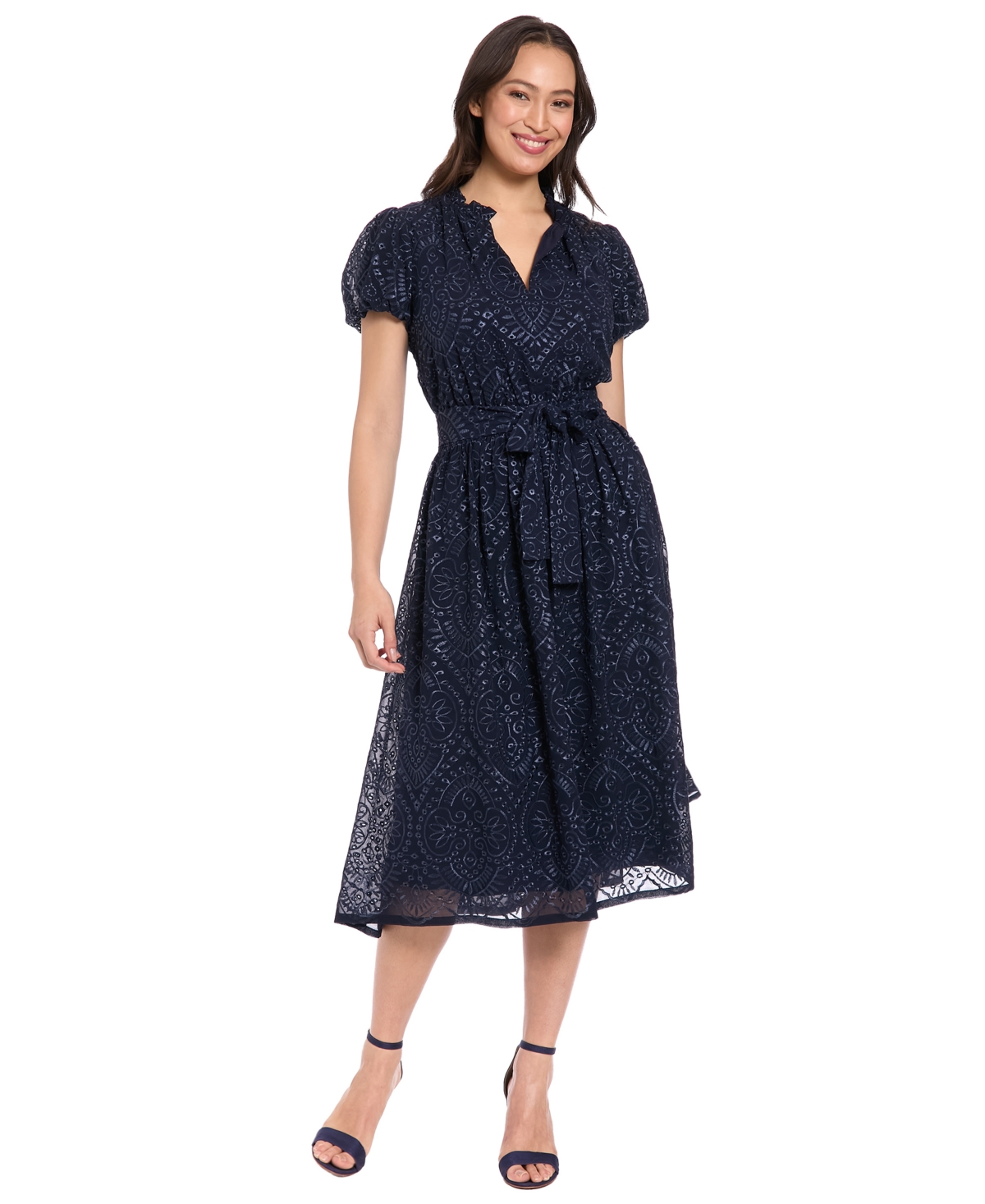 Click here for London Times Petite Notch Neck Short-Sleeve Dress... prices