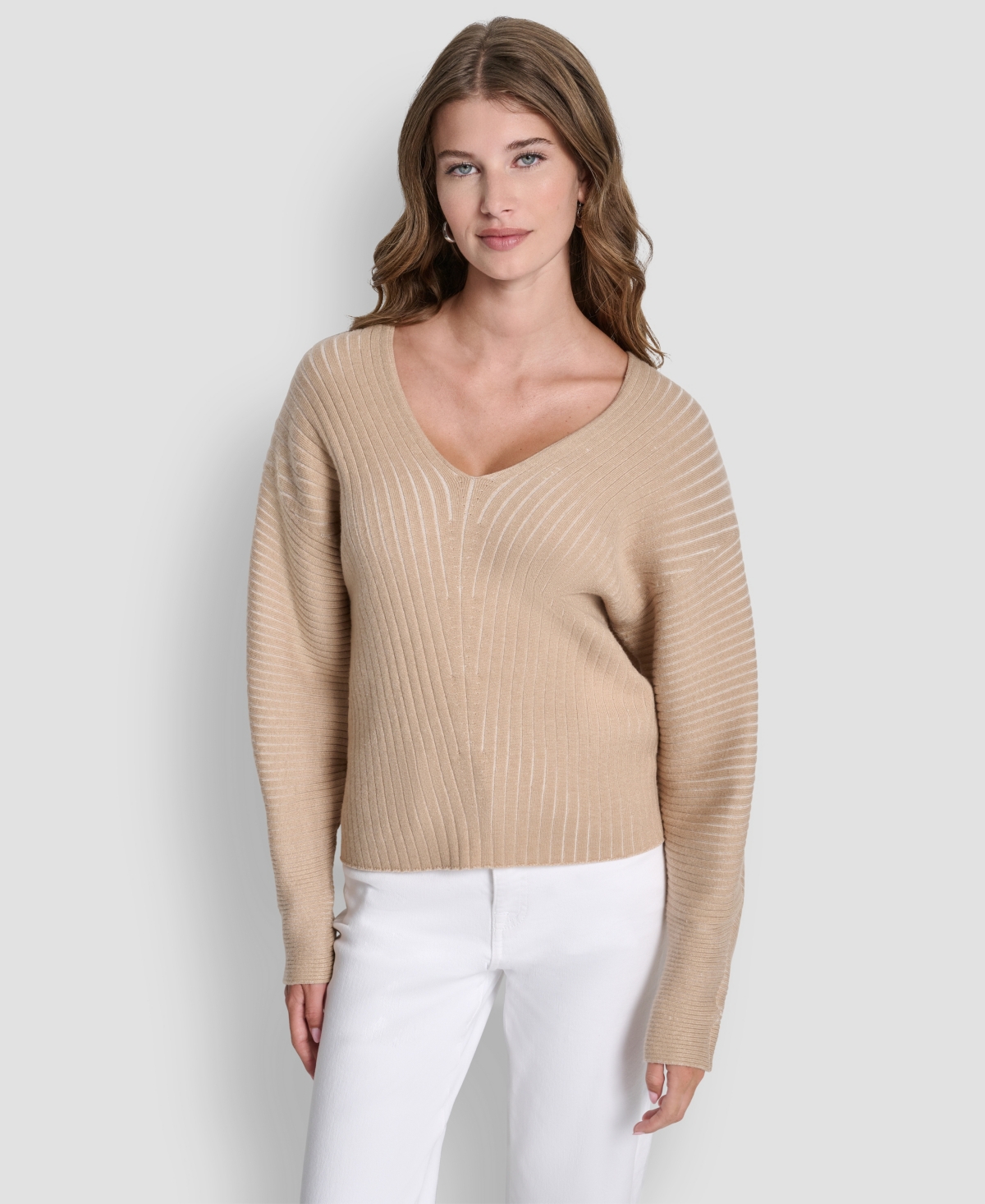 Click here for Dkny Womens V-Neck Long-Sleeve Rib-Knit Sweater -... prices
