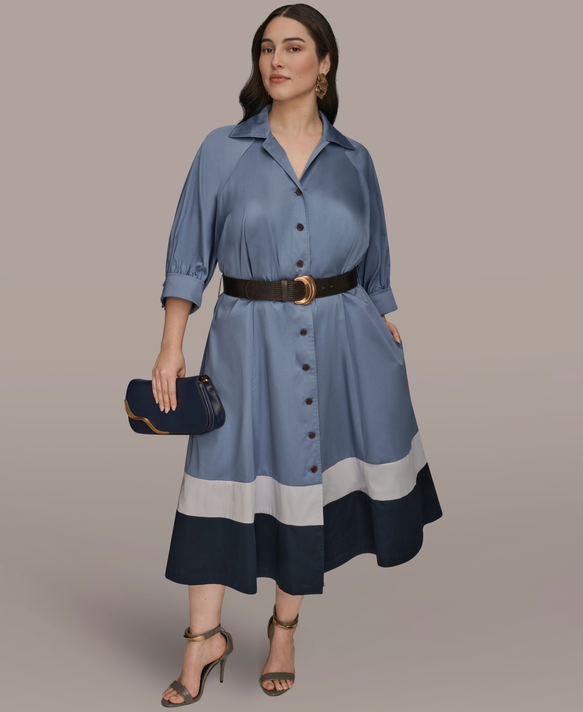 Click here for Donna Karan New York Plus Size Belted Shirtdress -... prices