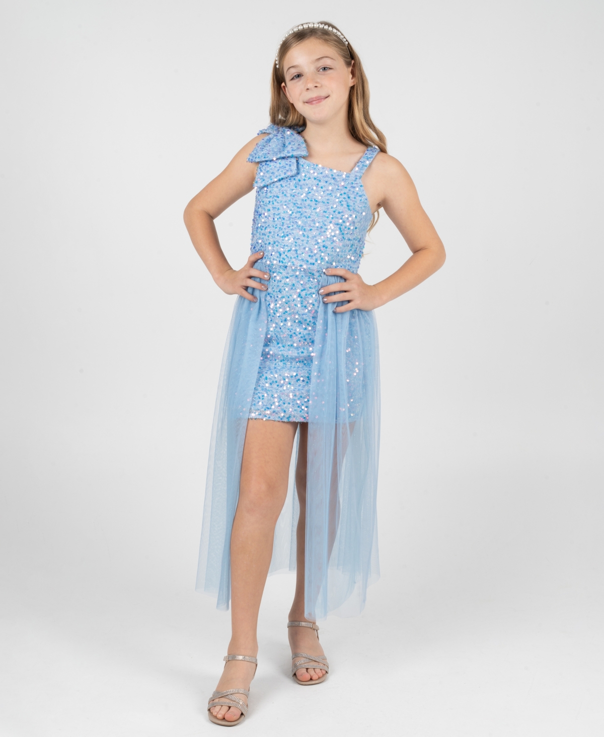 Click here for Rare Editions Girls 7-16 Fuzzy Sequin Bow Shoulder... prices