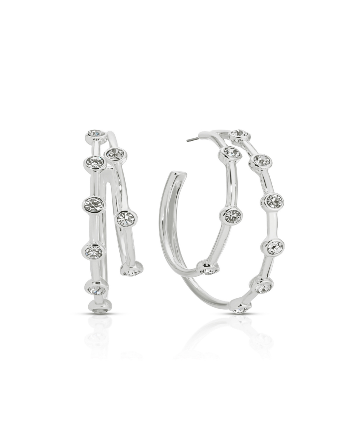 Click here for Ettika Silver Plated Double Sparkle Hoop Earrings... prices