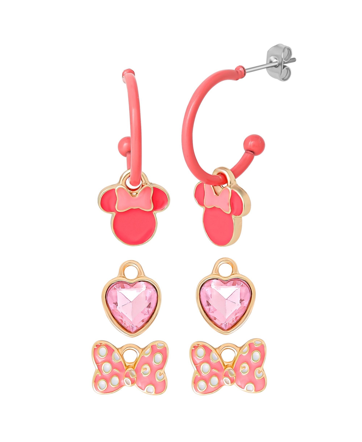 Click here for Disney Minnie Mouse Pink Bow Charm Hoop Earring Se... prices