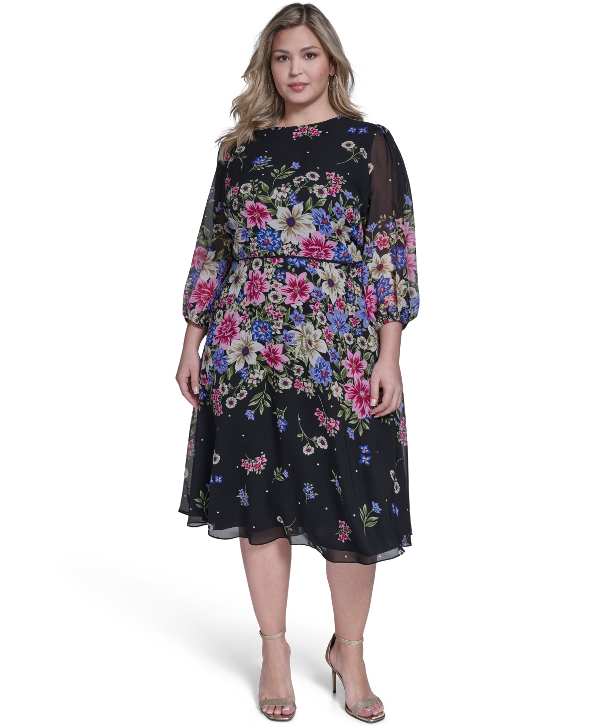 Click here for Jessica Howard Plus Size Jewel Neck Balloon Sleeve... prices
