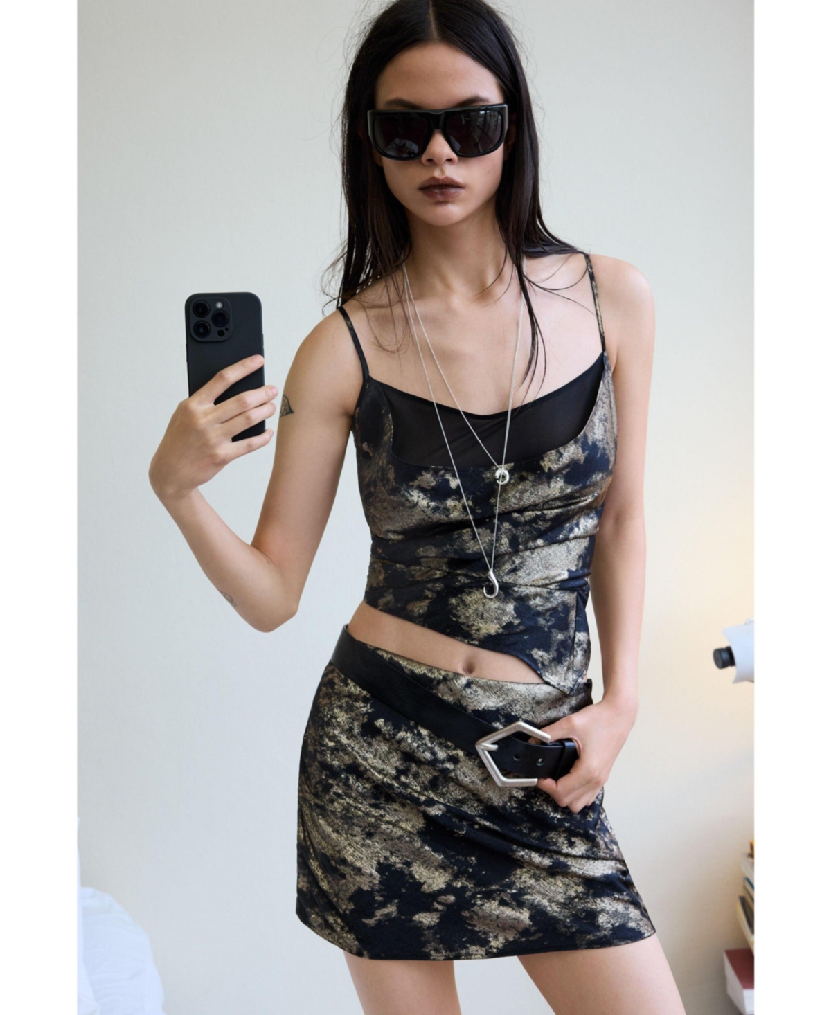 Click here for Desigual Womens Draped top T-shirt - Black prices