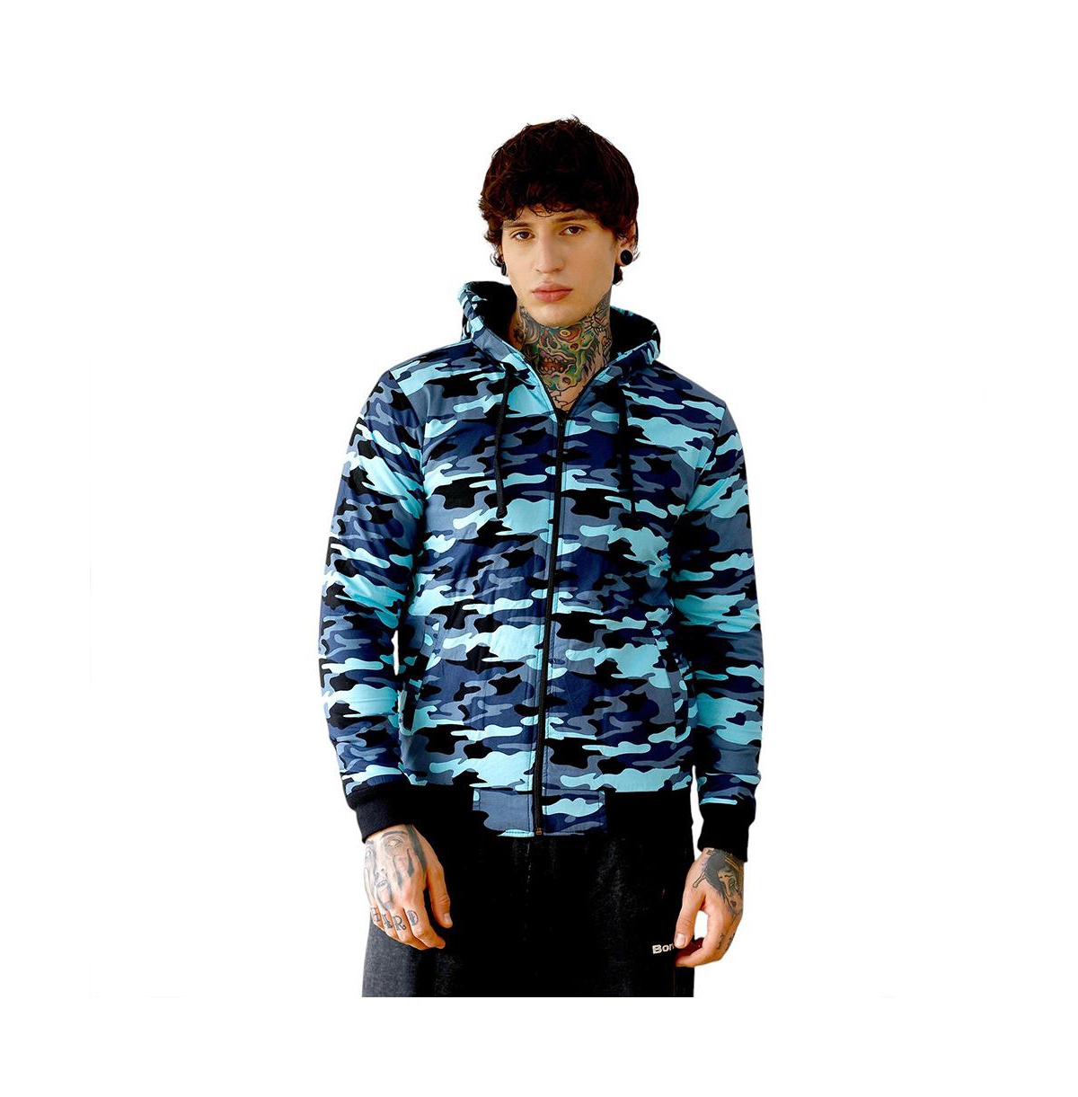 Click here for Campus Sutra Mens Navy Blue Camouflage Fleece-Line... prices