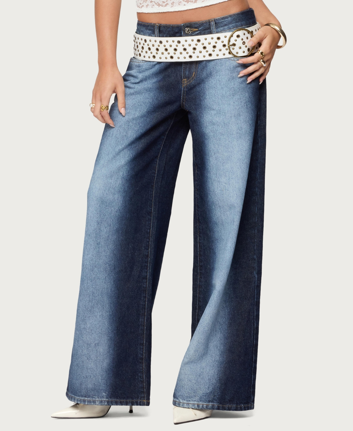 Click here for Edikted Womens Ema Bleach Washed Low Rise Jeans -... prices