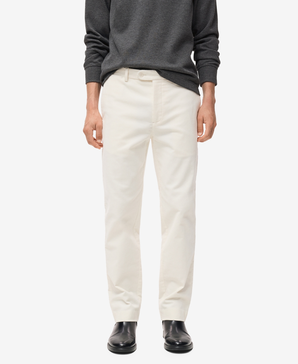 Click here for Mango Mens Regular Fit Corduroy Cotton Pants - Off... prices