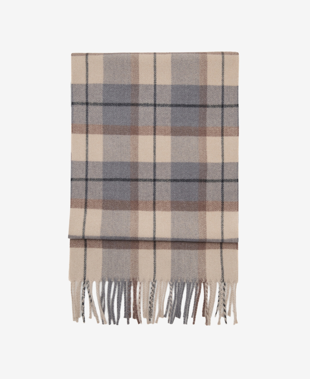 Click here for Mango Mens Check Fringed Scarf - Medium Brown prices