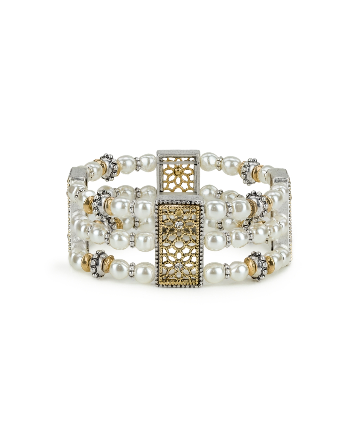 Click here for Patricia Nash Cultivated Pearl 3 Strand Stretch Br... prices