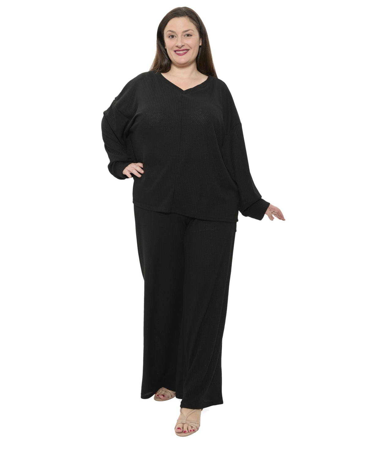 Click here for 24seven Comfort Apparel Plus Size V-Neck Long Slee... prices