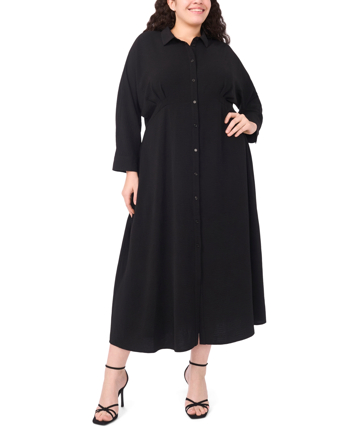 Click here for Msk Plus Size Button Front Collar Midi Shirtdress... prices
