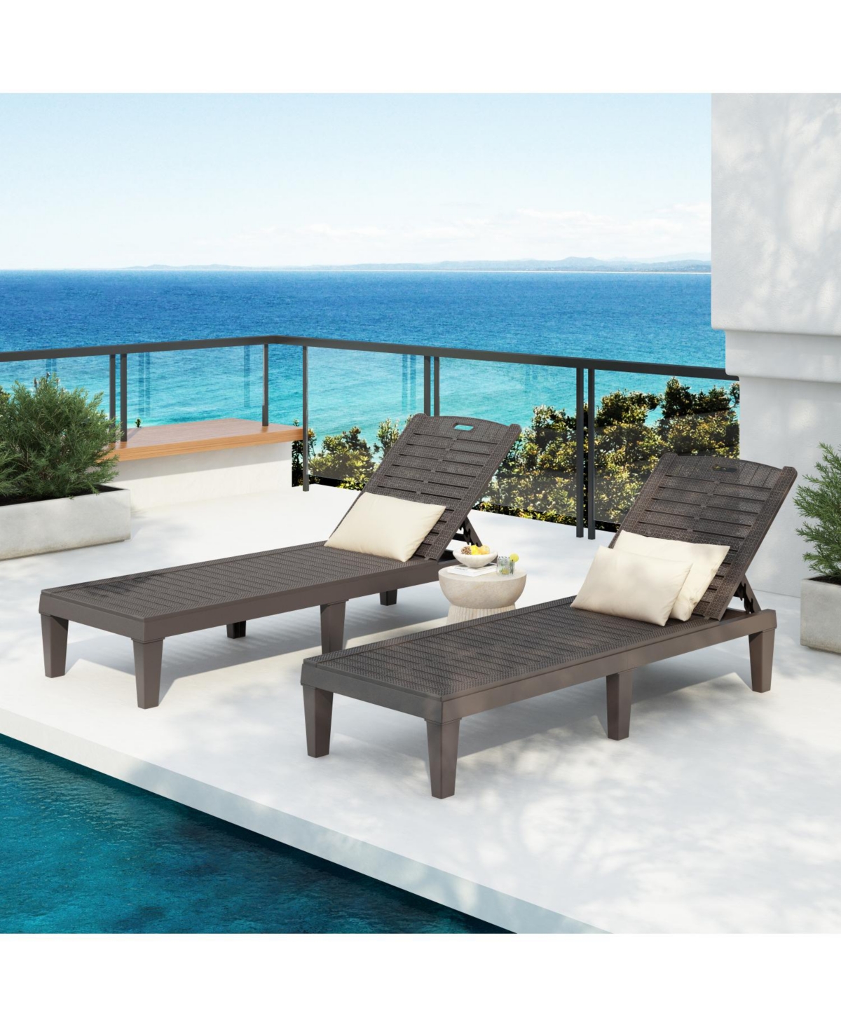 Click here for Streamdale Resin Outdoor Chaise Lounge Set - Dark... prices