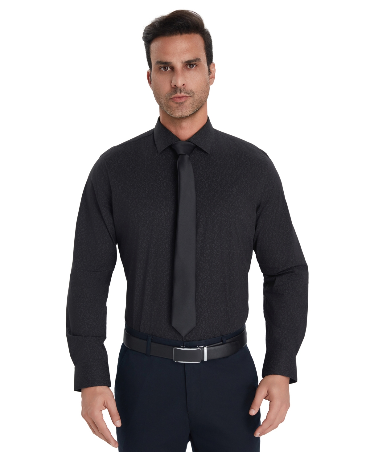 Bar Iii Slim Fit Mens Vine Print Dress Shirt  Created for Macys - Black