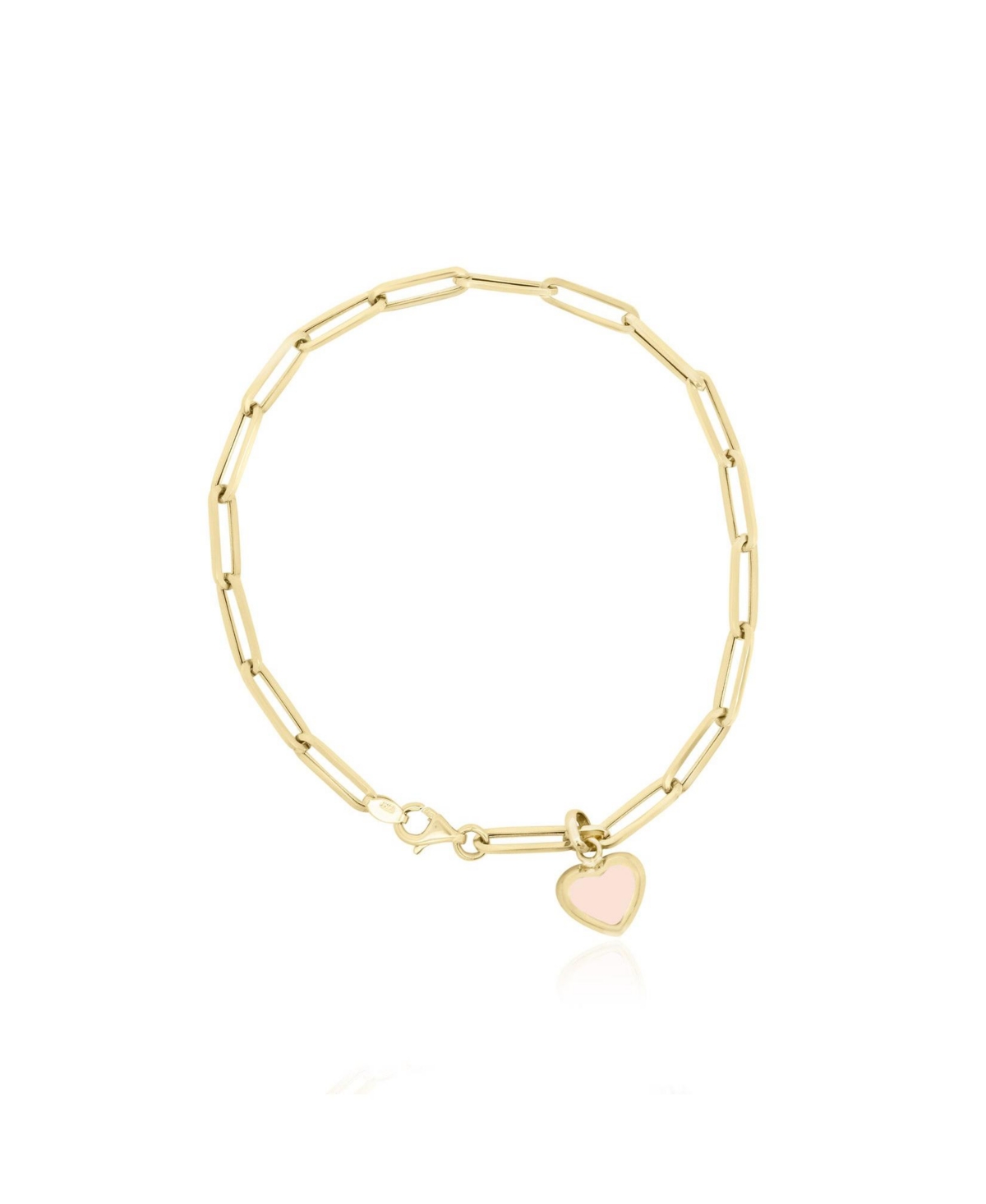 Click here for The Lovery Pink Pearl Heart Paperclip Bracelet 14K... prices