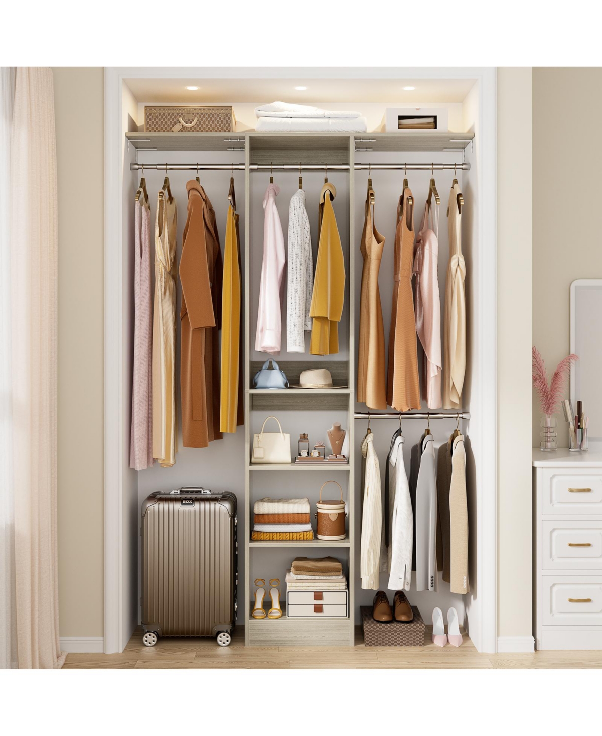 Click here for Aheaplus 4FT Small Closet Organizer with 4 Rods an... prices