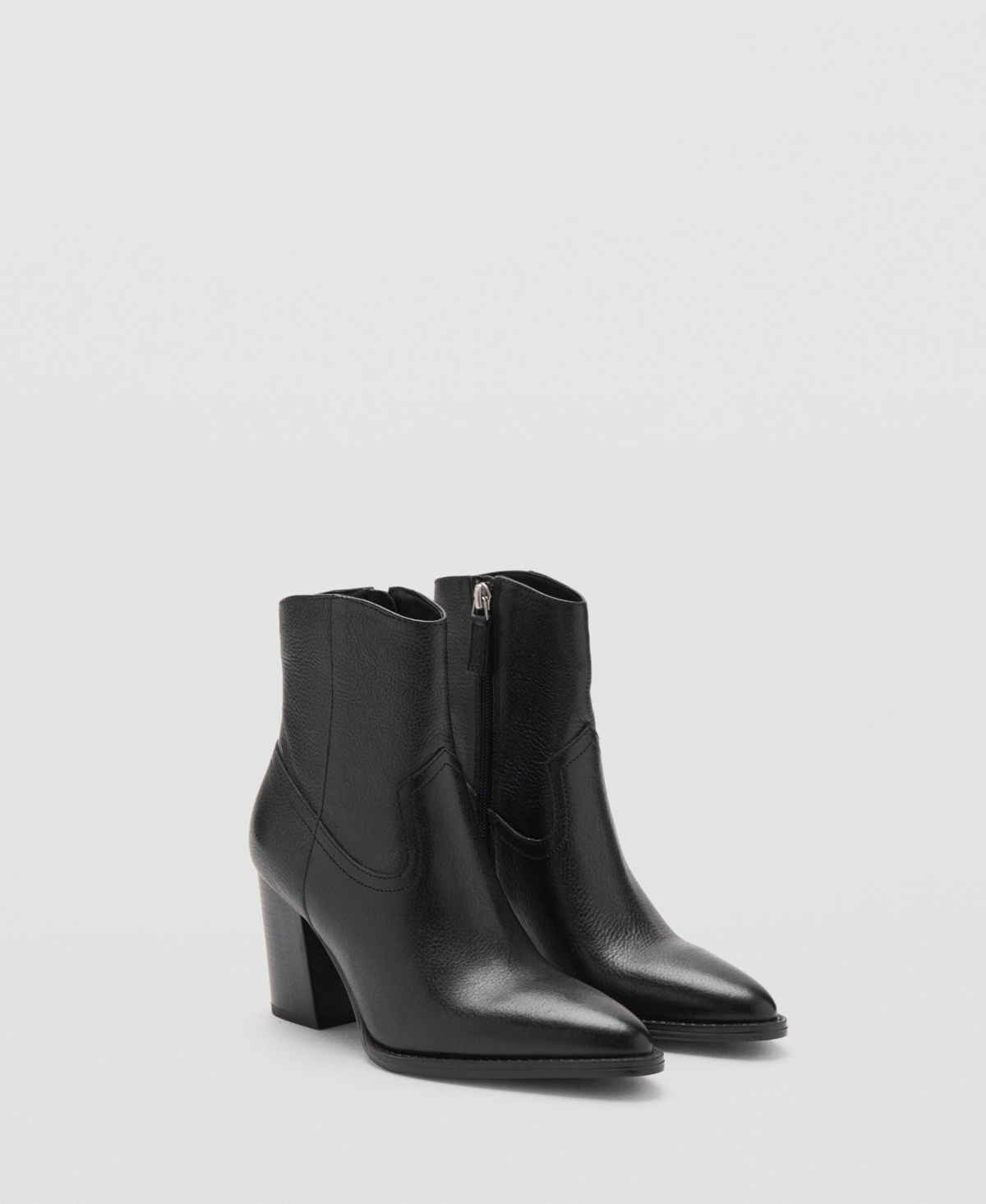 Click here for Mango Womens Leather Pointed Ankle Boots - Black prices