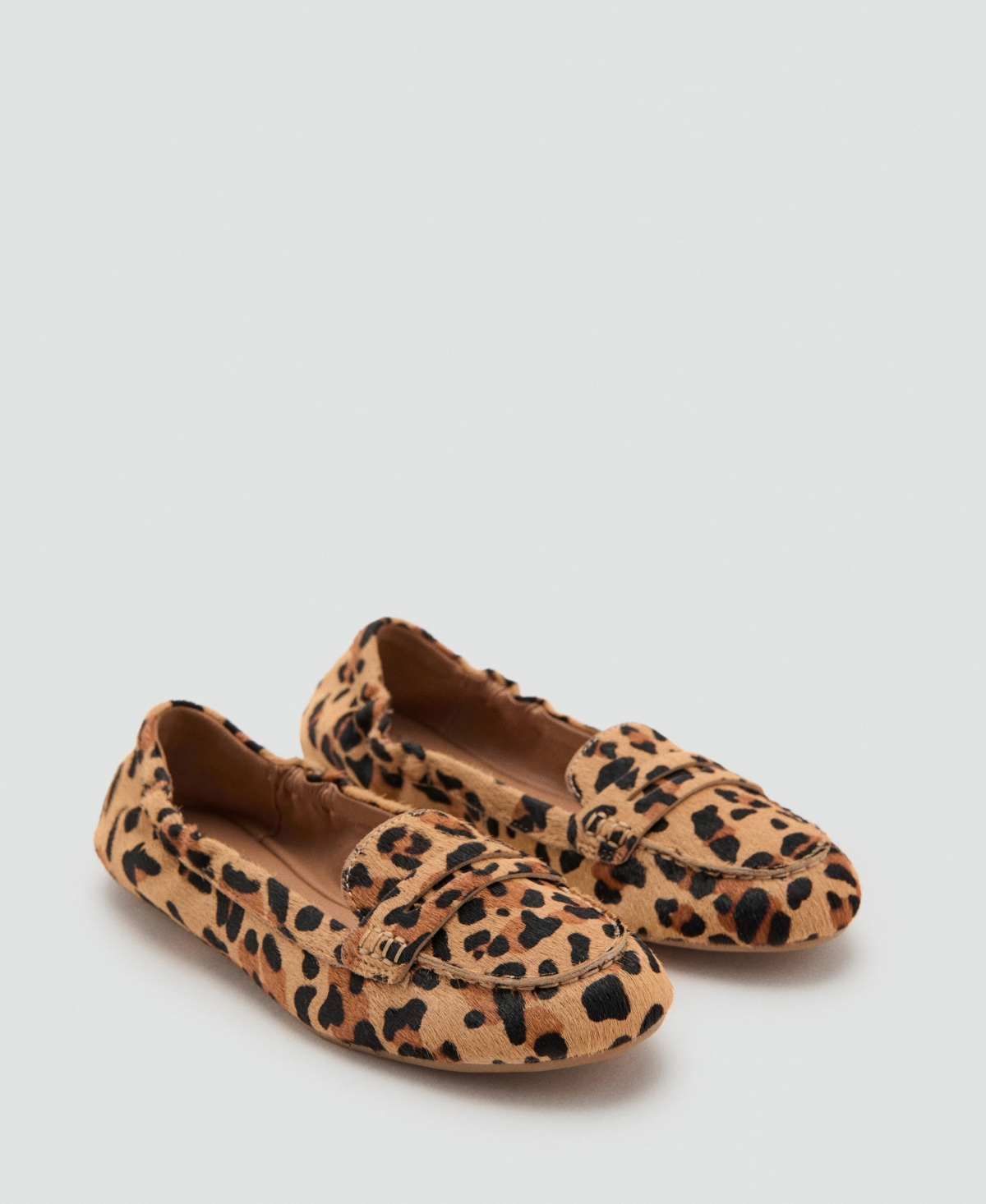 Click here for Mango Womens Leopard-Print Leather Moccasins - Med... prices