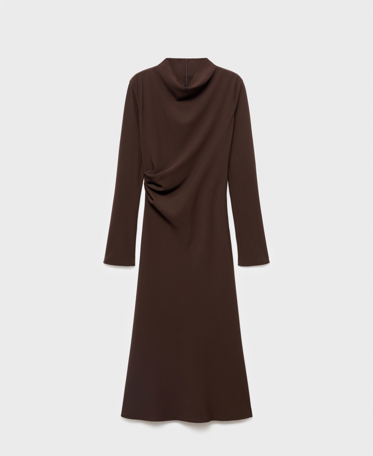 Click here for Mango Womens Draped Neckline Ruched Dress - Chocol... prices