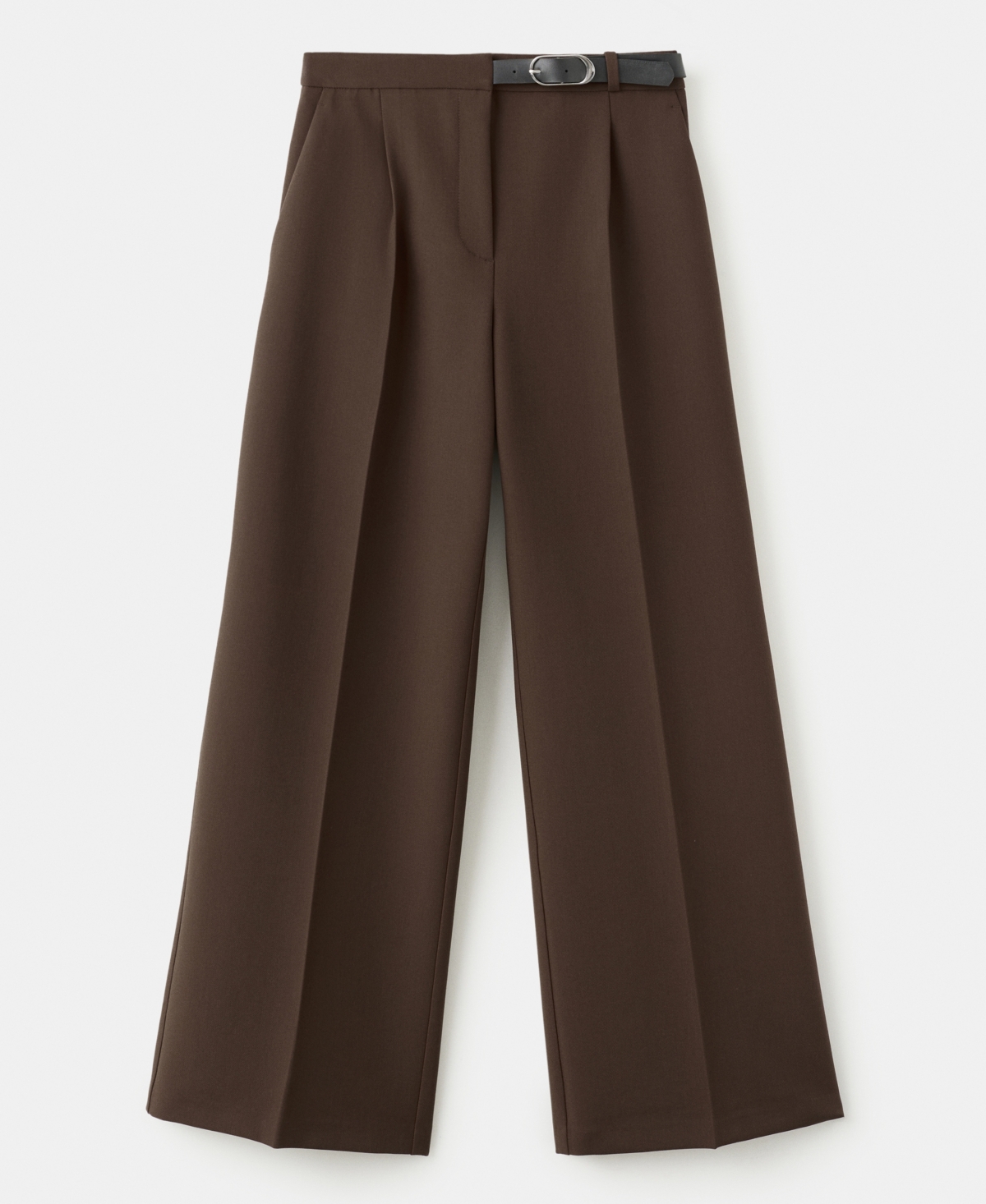 Click here for Mango Womens Belt Combined Trousers - Brown prices