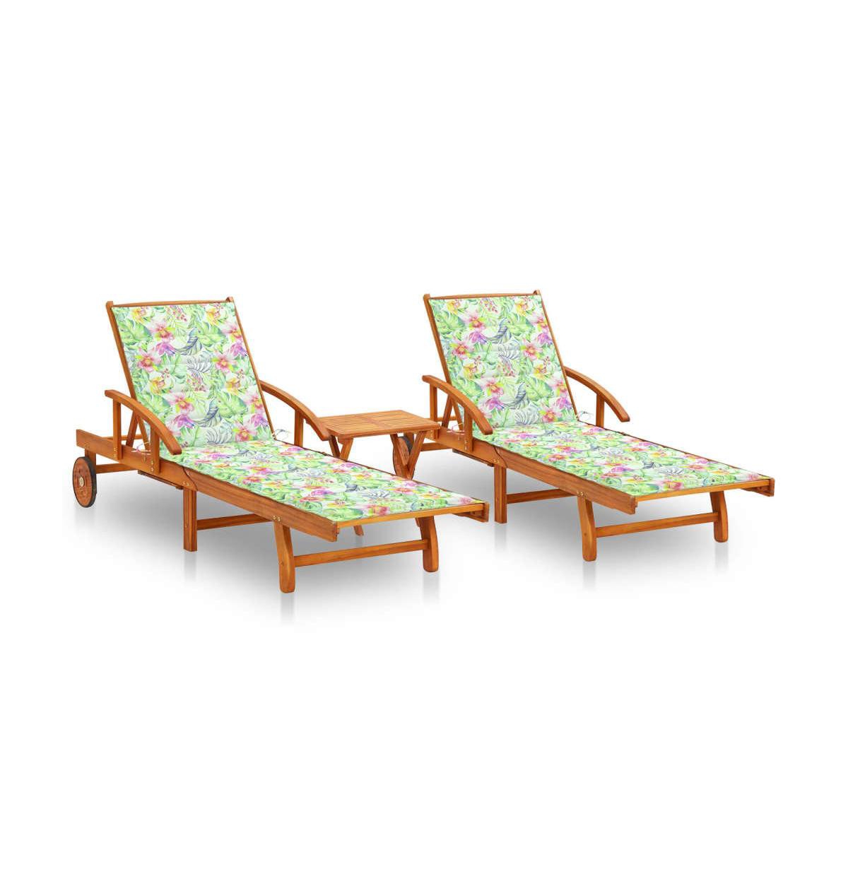 Click here for vidaXL 78.3 x 26.4 in. Solid acacia wood Sun Loung... prices