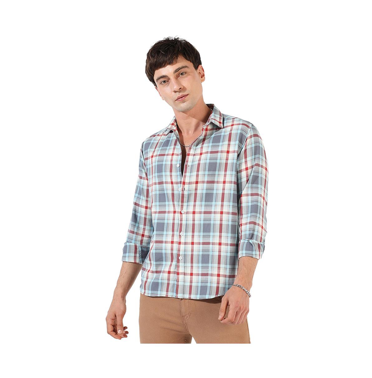 Click here for Campus Sutra Mens Multicolour Checkered Regular Fi... prices