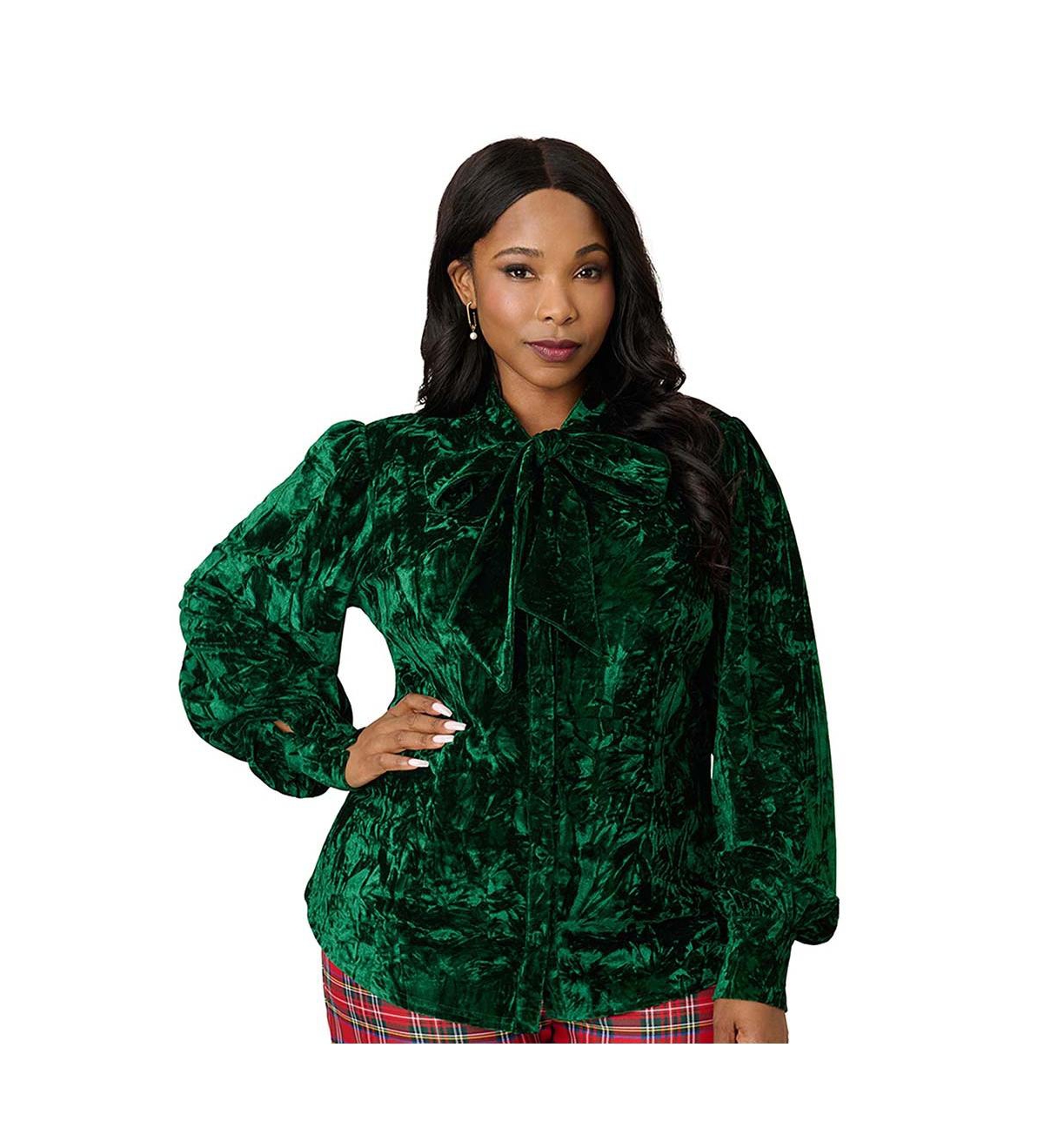 Click here for Unique Vintage Plus Size Velvet Long Sleeve Neck T... prices